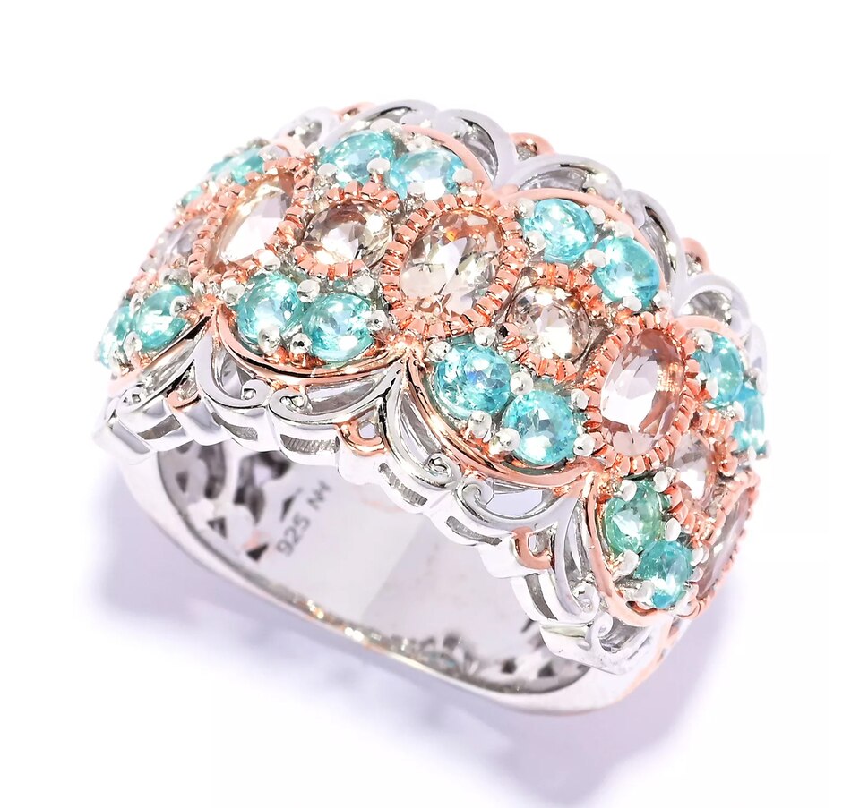 Gems En Vogue Palladium Silver Morganite And Paraiba Apatite Ring - TSC.ca