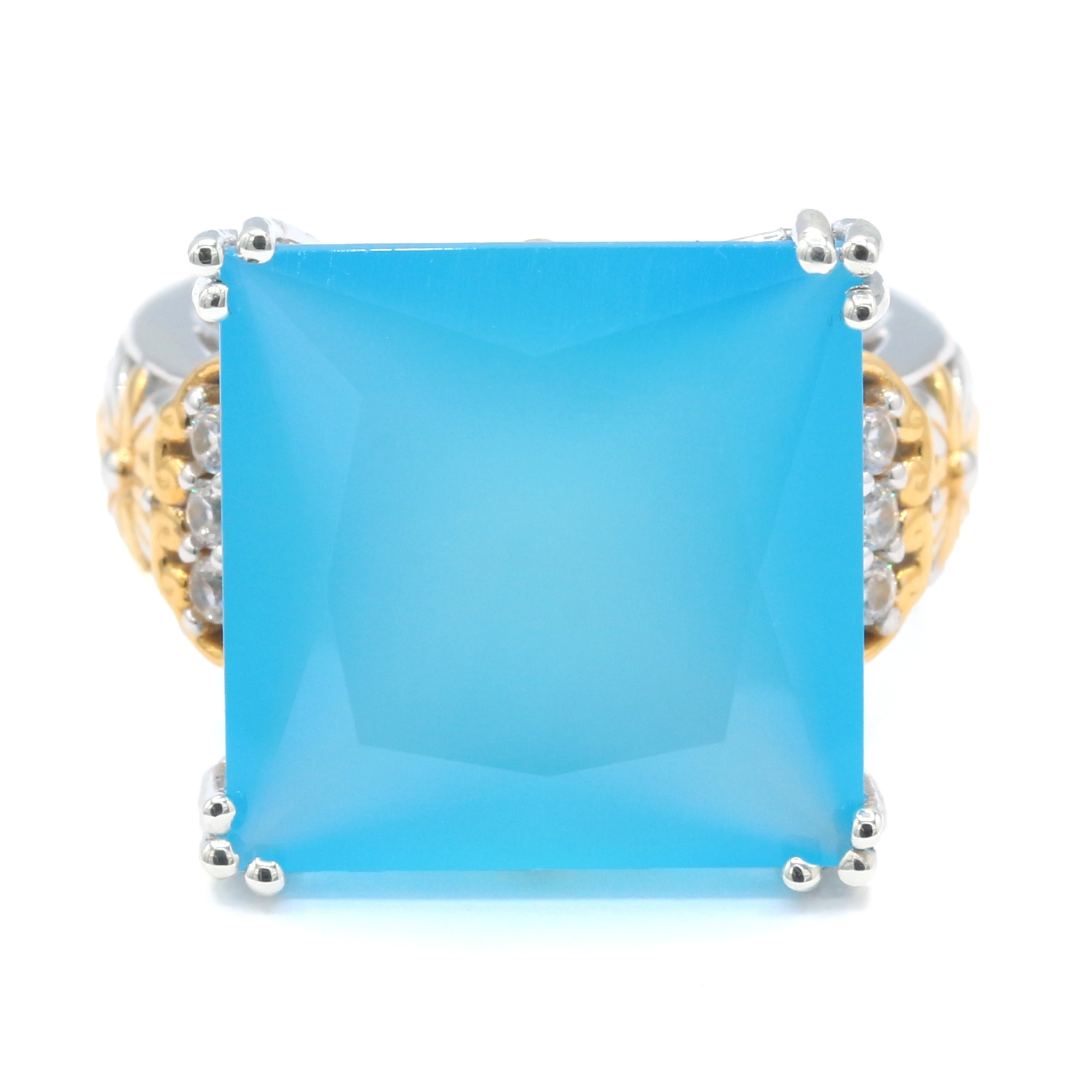 Gems En Vogue Silver Palladium Chalcedony And White Zircon Ring - TSC.ca