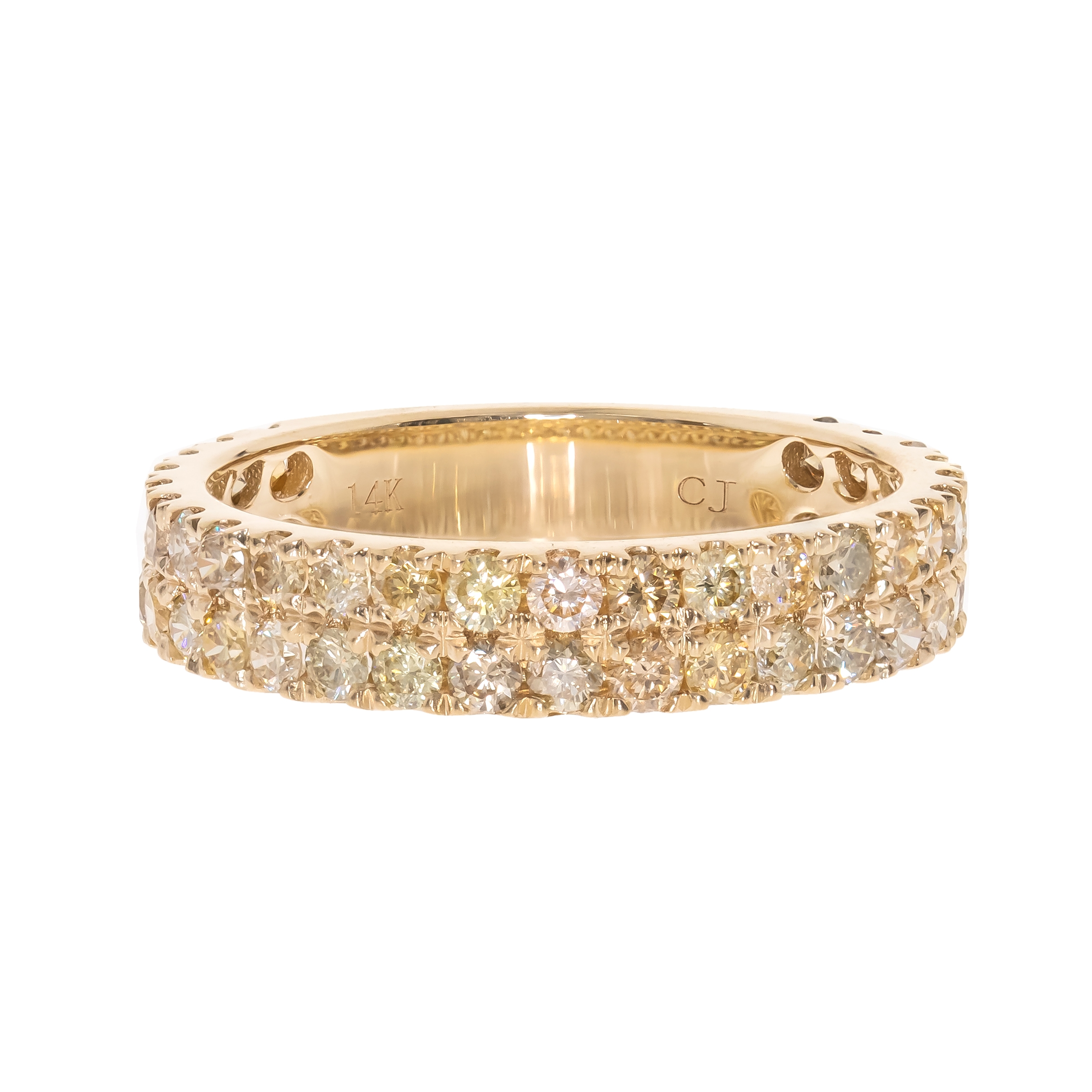 CIRARI 14K Yellow Gold Multi Colour Two Row Diamond Ring - TSC.ca