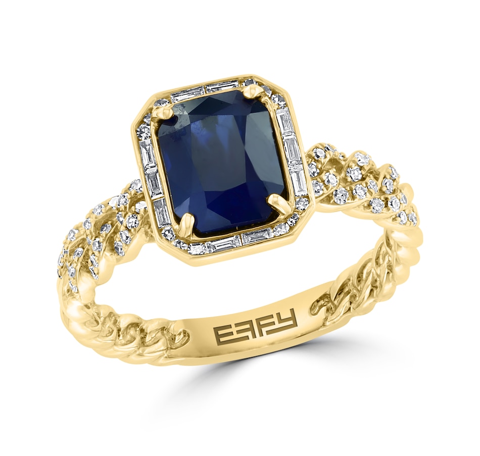 EFFY 14K Yellow Gold Blue Sapphire and Diamond Ring - TSC.ca