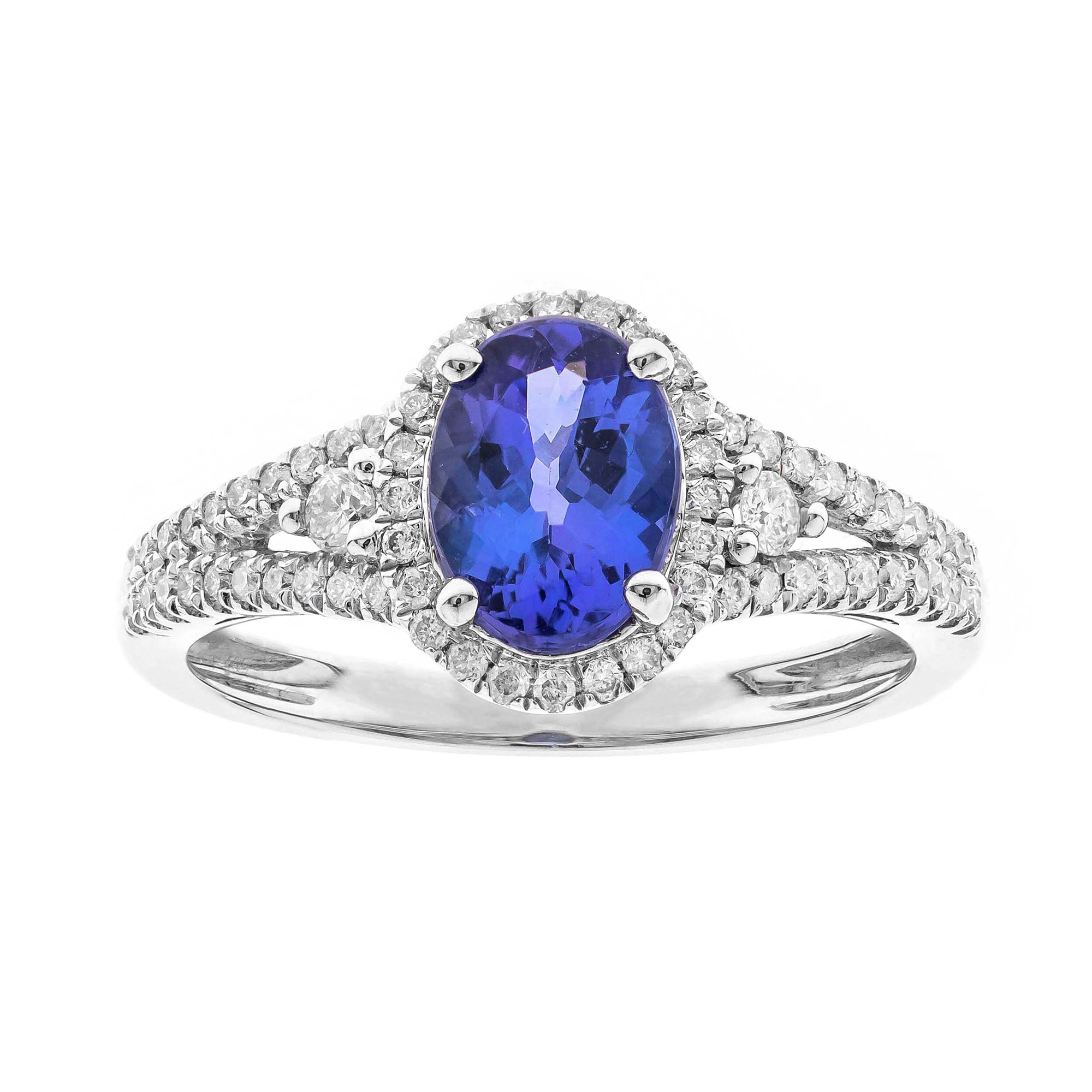 Gem Creations 10K White Gold Tanzanite and Diamond Ring - TSC.ca