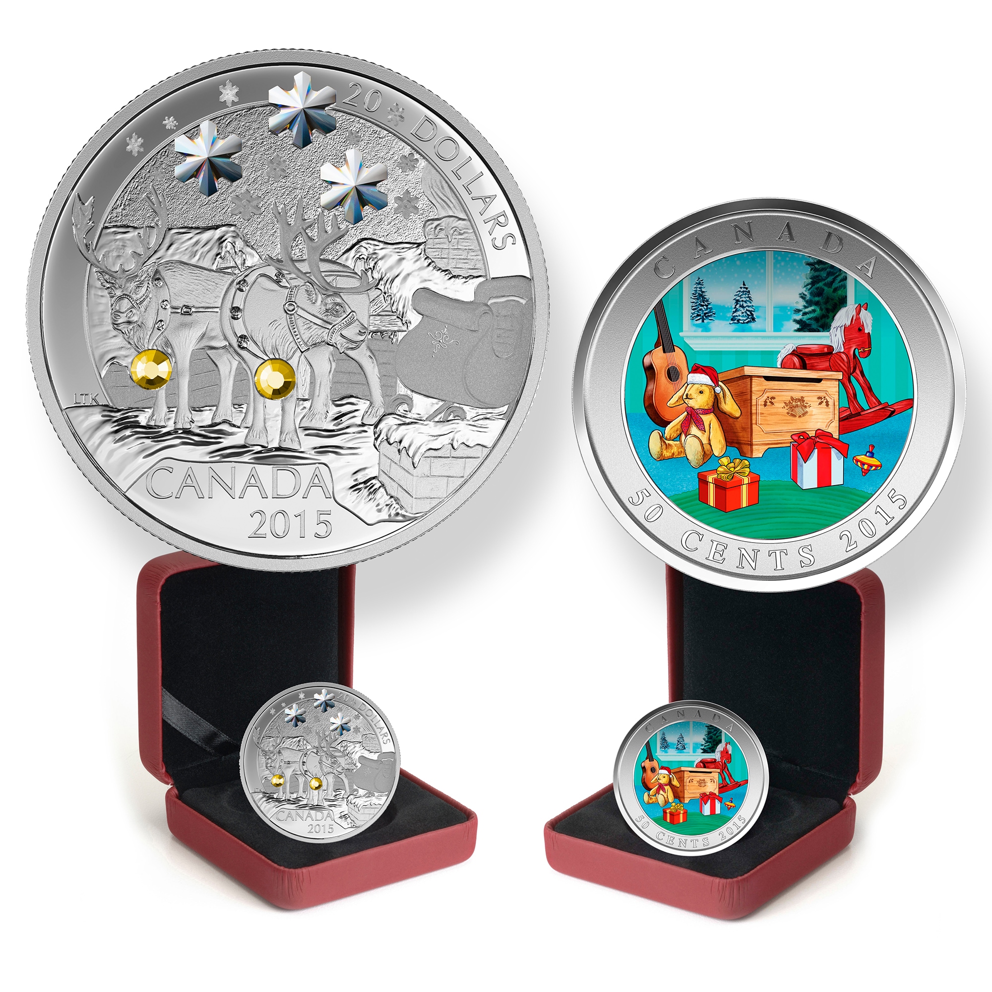 $20 Fine Silver Holiday Reindeer Coin 2015 Issue with Swarovski ...