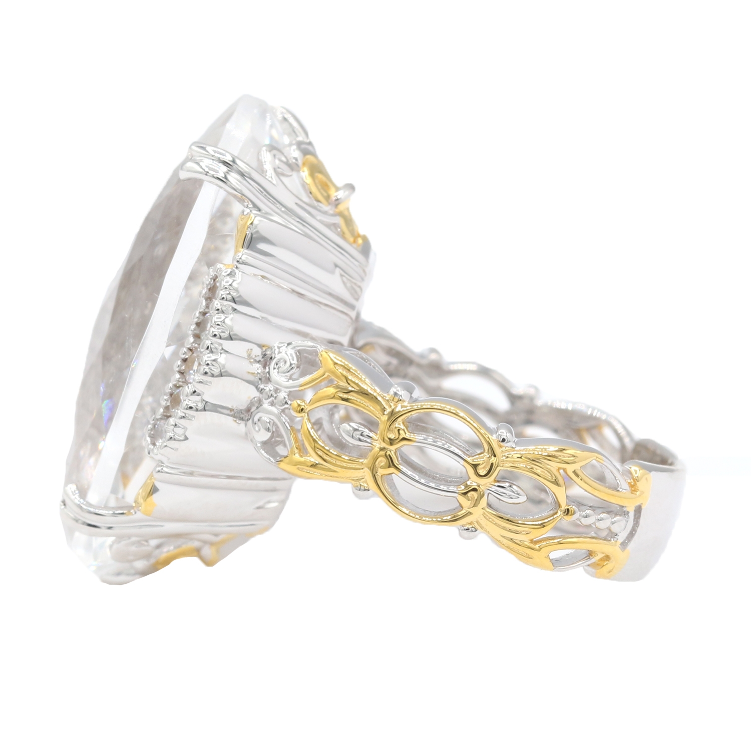 Gems En Vogue Palladium Silver Quartz & White Zircon Ring - TSC.ca