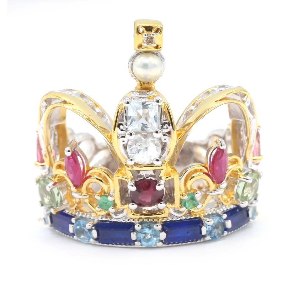 Gems En Vogue Palladium Silver King's Crown And Sceptre Multi Gemstone Ring - TSC.ca