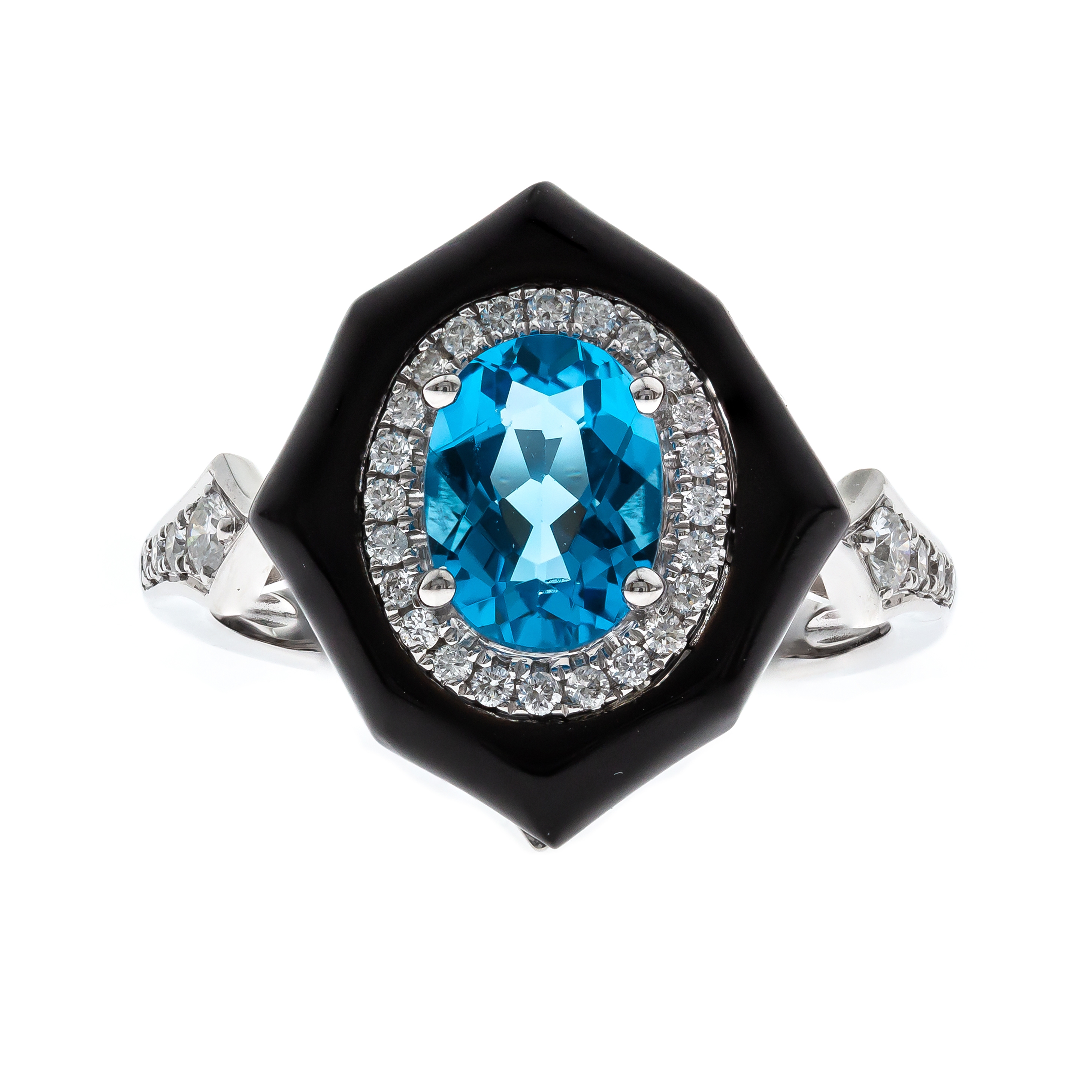 Cirari 10K White Gold Swiss Blue Topaz and Diamond Ring - TSC.ca