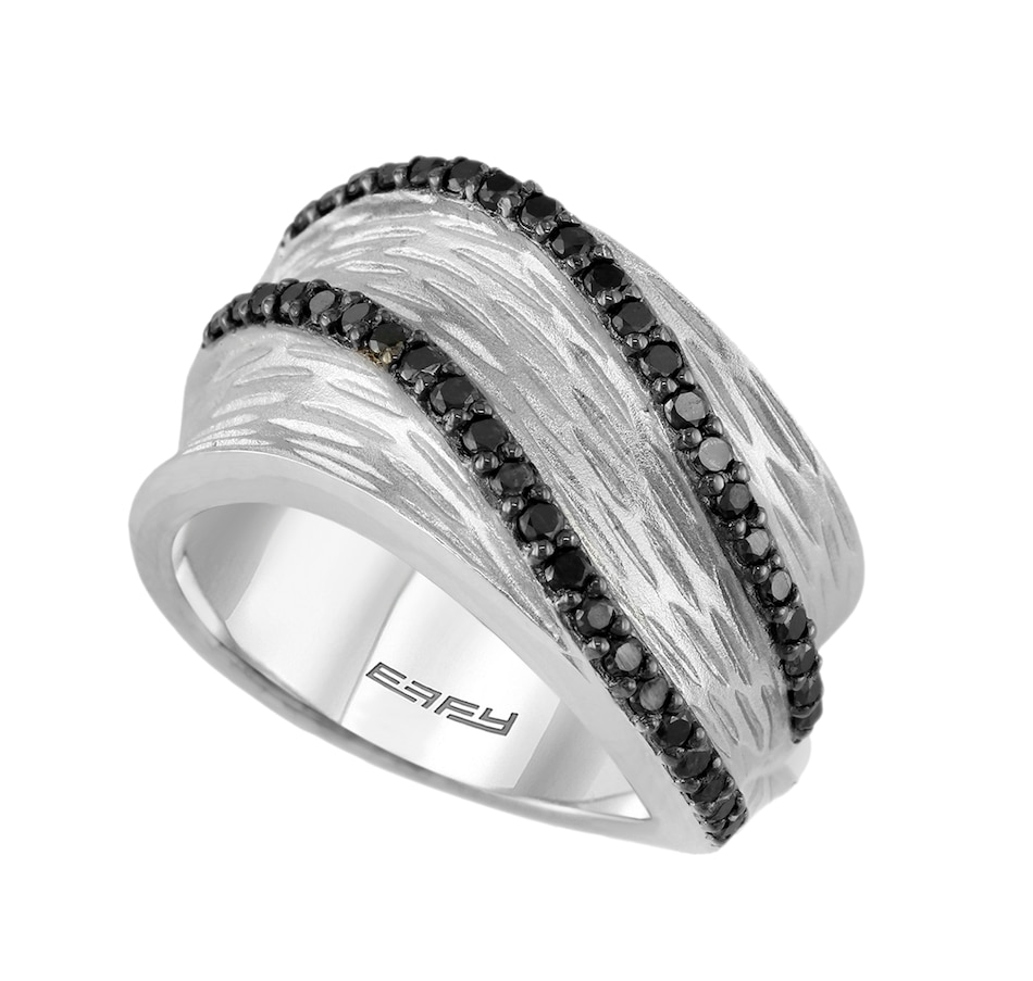 EFFY Silver Sterling Silver Black Diamond Wave Ring - TSC.ca