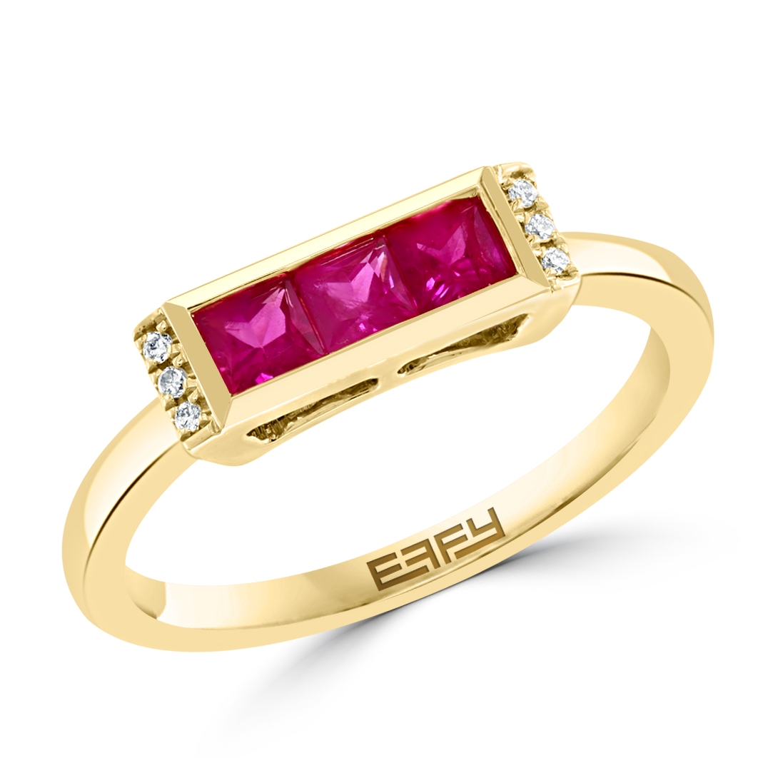 EFFY 14K Yellow Gold Diamond and Natural Ruby Ring - TSC.ca