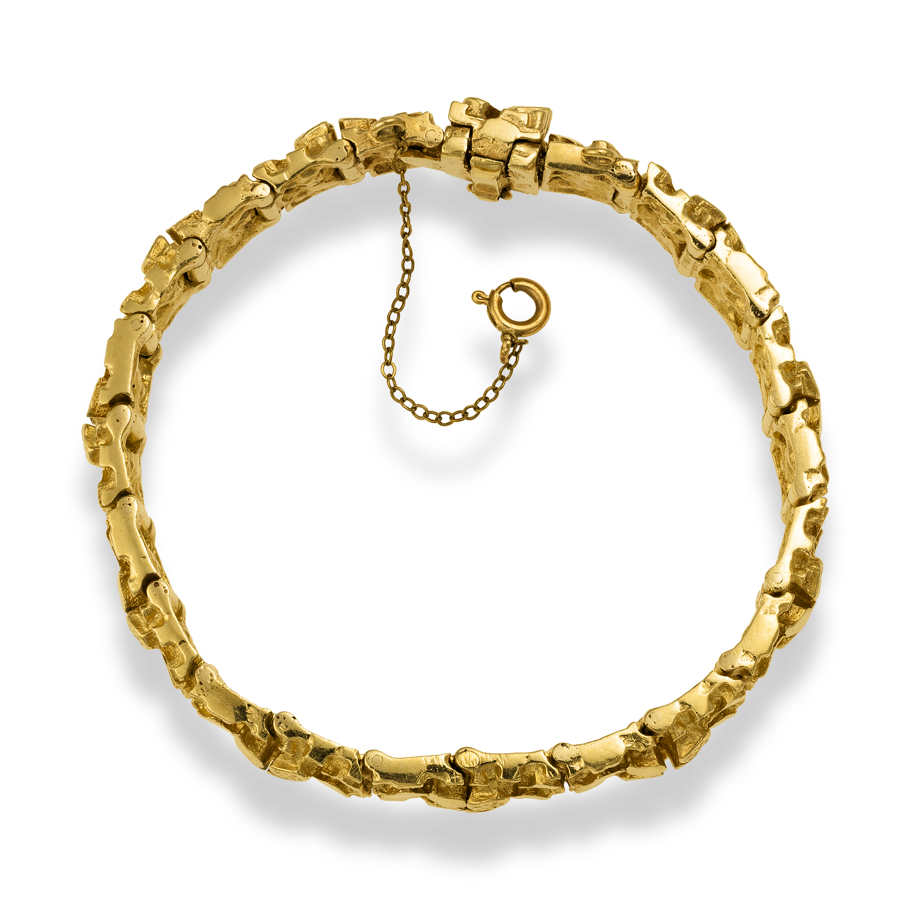 14KT Yellow Gold Nugget Design Bracelet TSC ca 14KT Yellow Gold Nugget Design Bracelet TSC ca