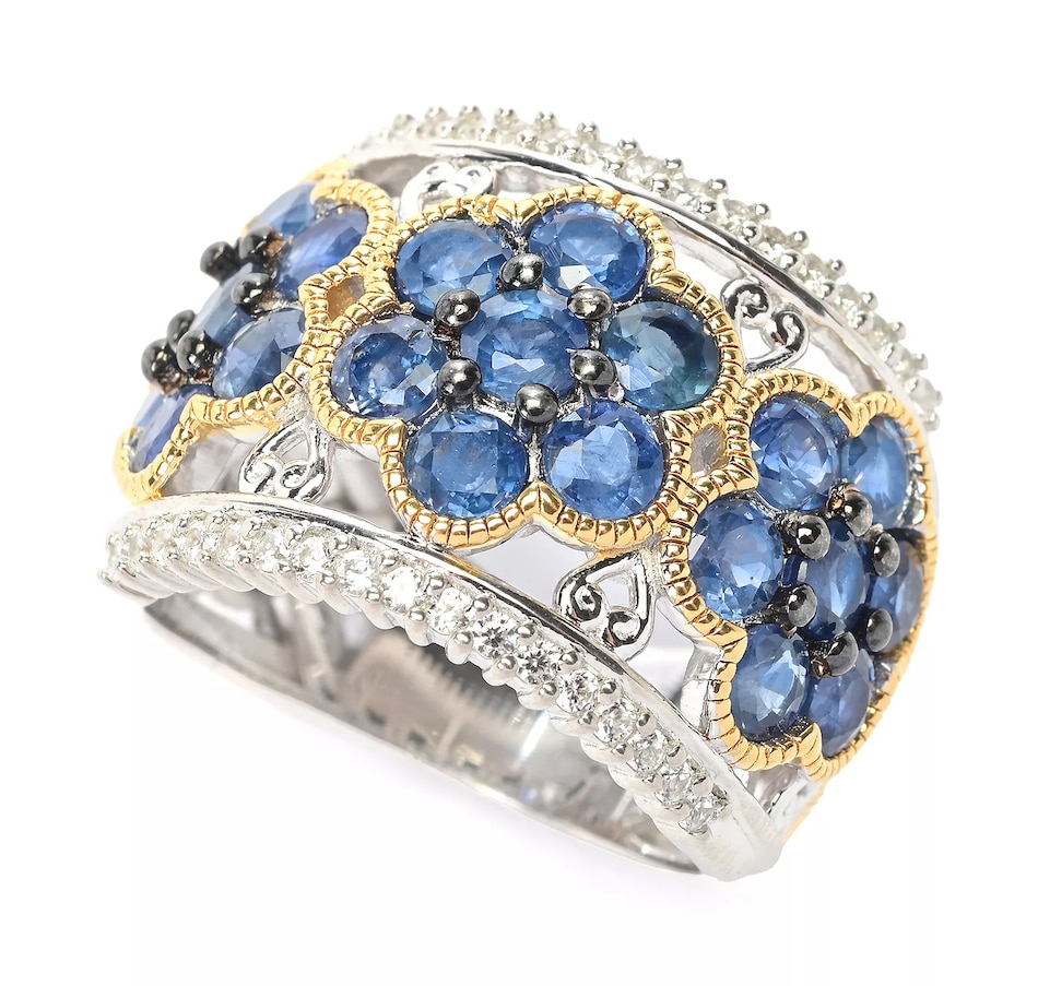 Jewellery - Rings - Gems en Vogue Silver Palladium Royal Blue and White ...