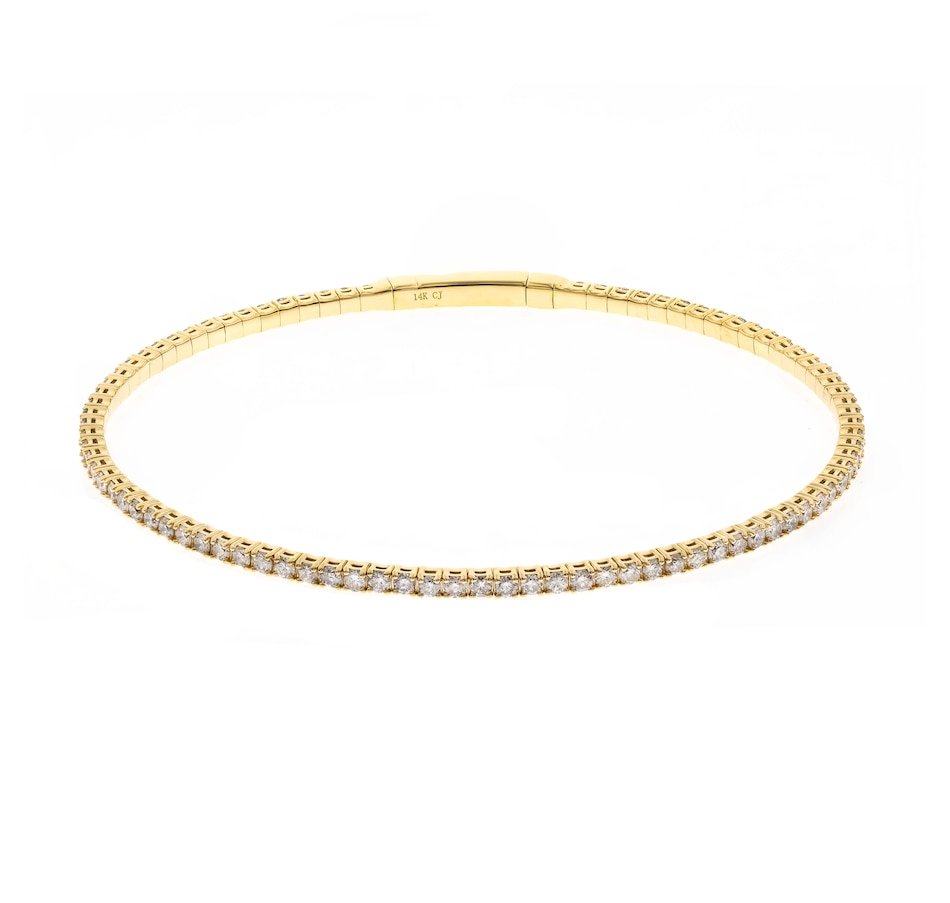 14K Yellow Gold Diamond Flexible Bangle Bracelet - TSC.ca