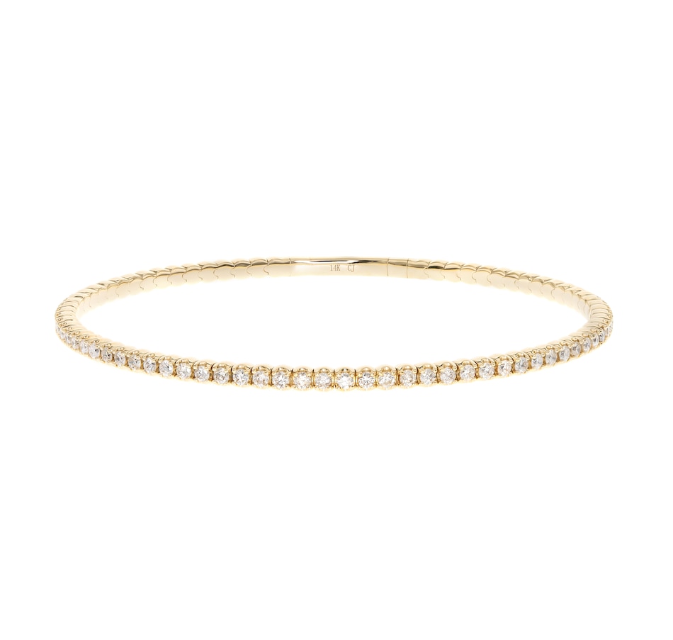 14K Yellow Gold Diamond Flexible Bangle Bracelet - TSC.ca
