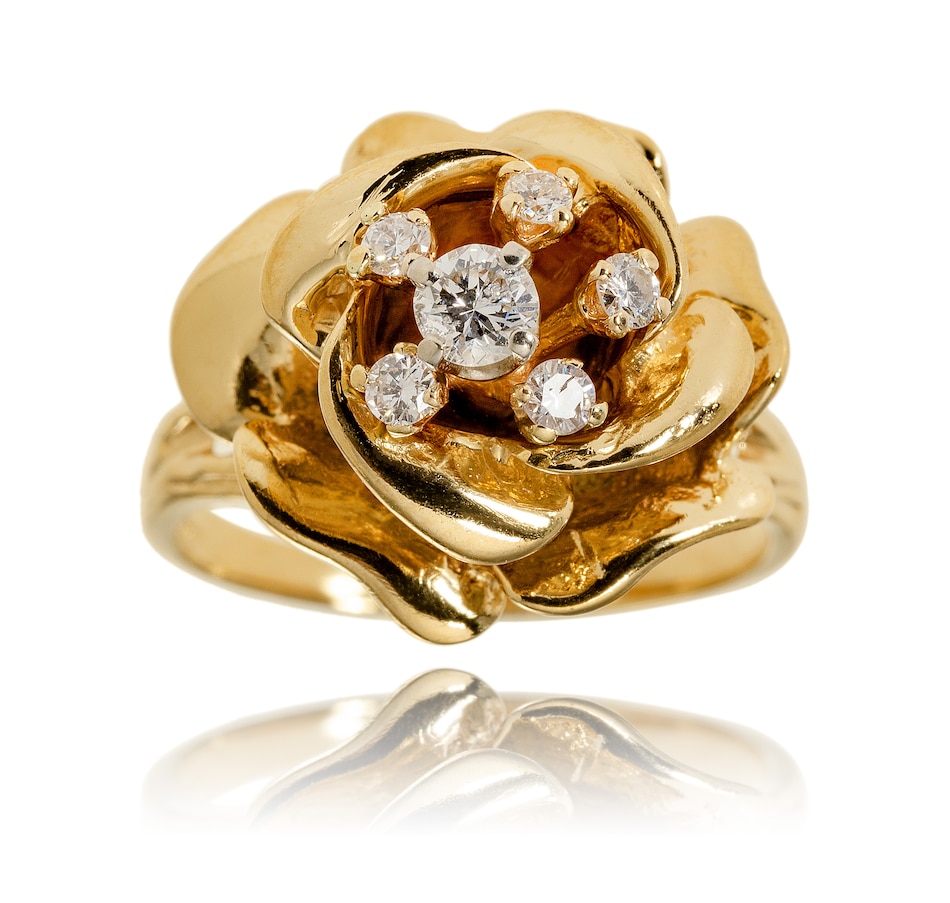 Jewellery - Rings - Estate Originals 14K Yellow Gold Diamond-Set Rose ...