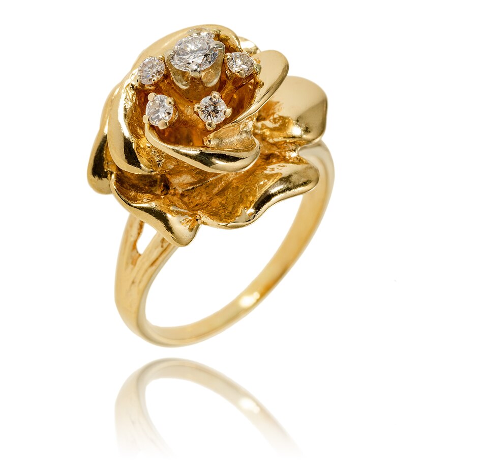 Jewellery - Rings - Estate Originals 14K Yellow Gold Diamond-Set Rose ...