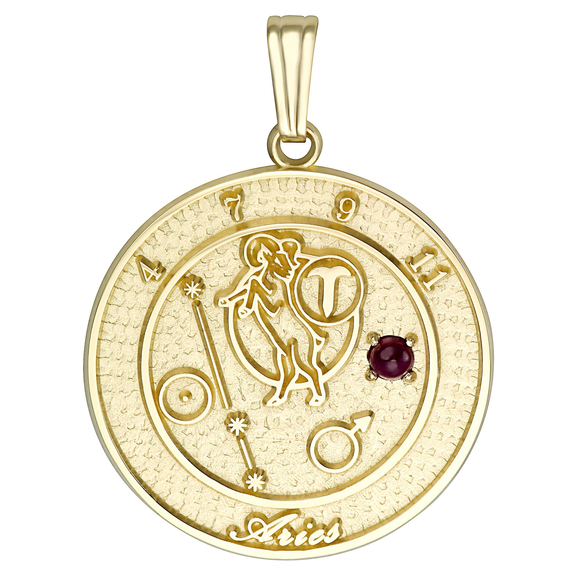 TruGold 10K Yellow Gold Genuine Gemstone Zodiac Talisman Pendant - TSC.ca