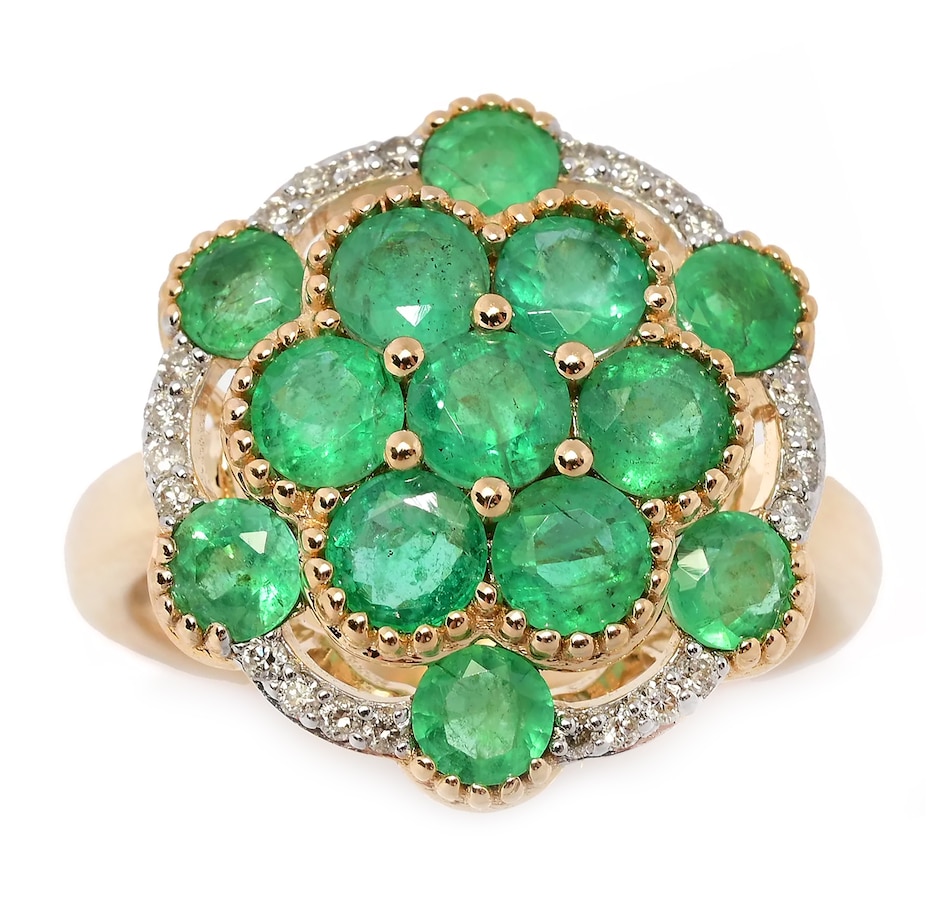 Gems En Vogue 14K Yellow Gold Grizzly Emerald And Diamond Ring - TSC.ca