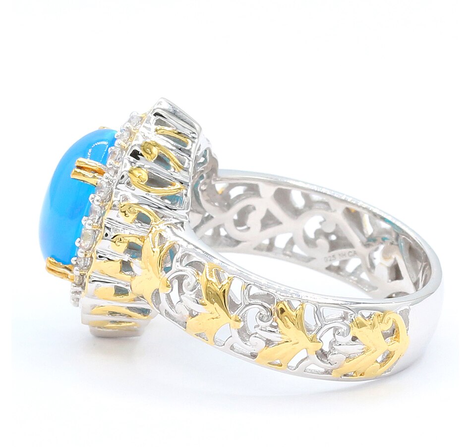 Gems en Vogue Silver Palladium Paraiba Opal and White Zircon Ring - TSC.ca