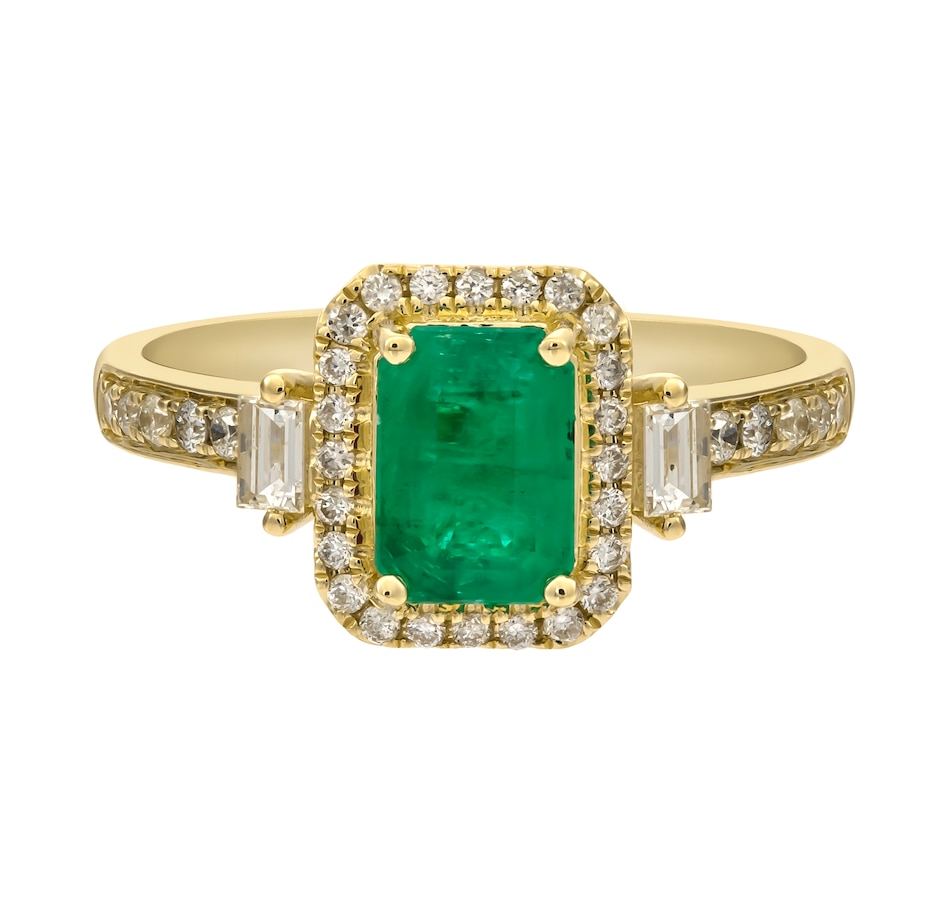 Cirari 14K Yellow Gold Emerald & Diamond Halo Ring - TSC.ca