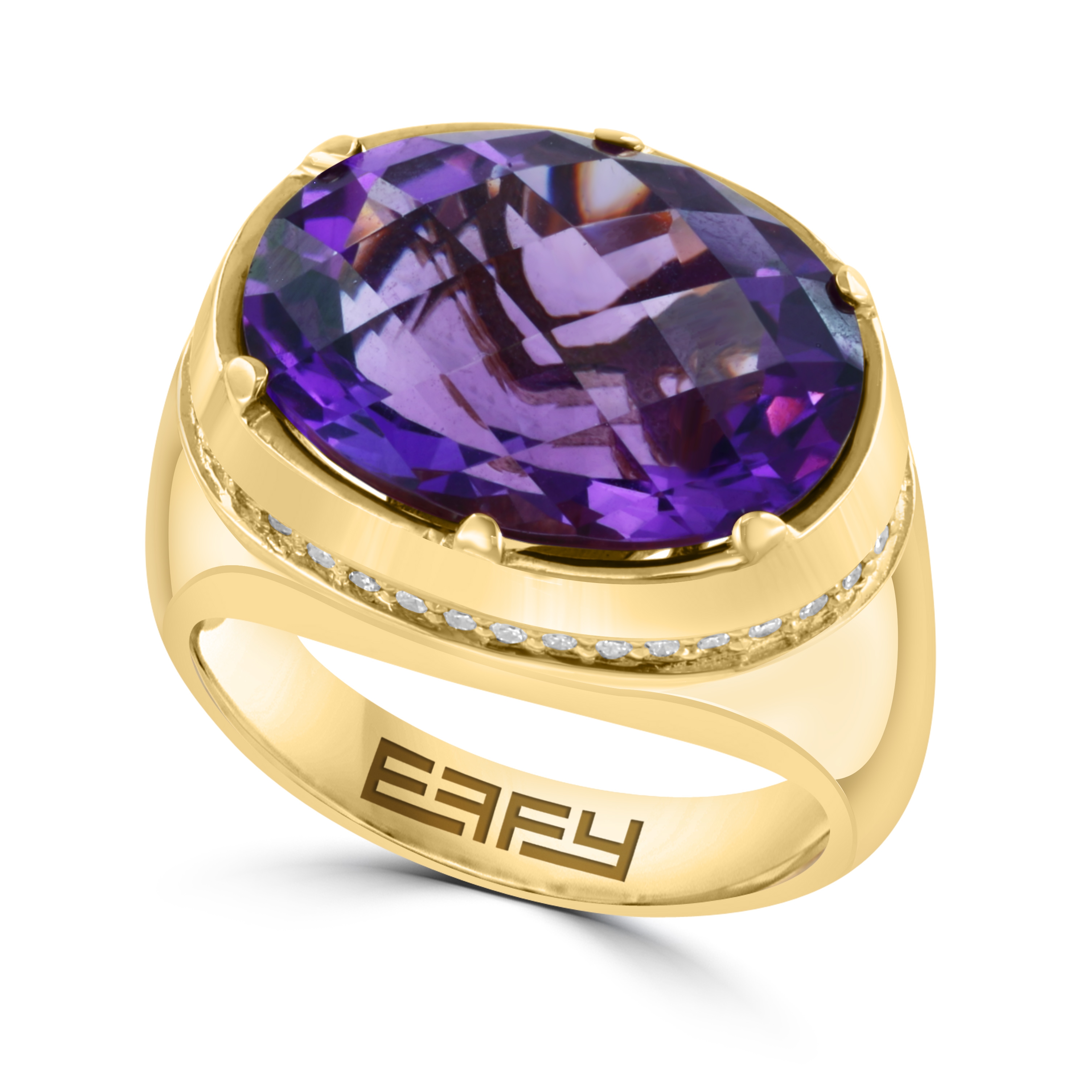 EFFY 14K Yellow Gold Amethyst & Diamond Ring - TSC.ca