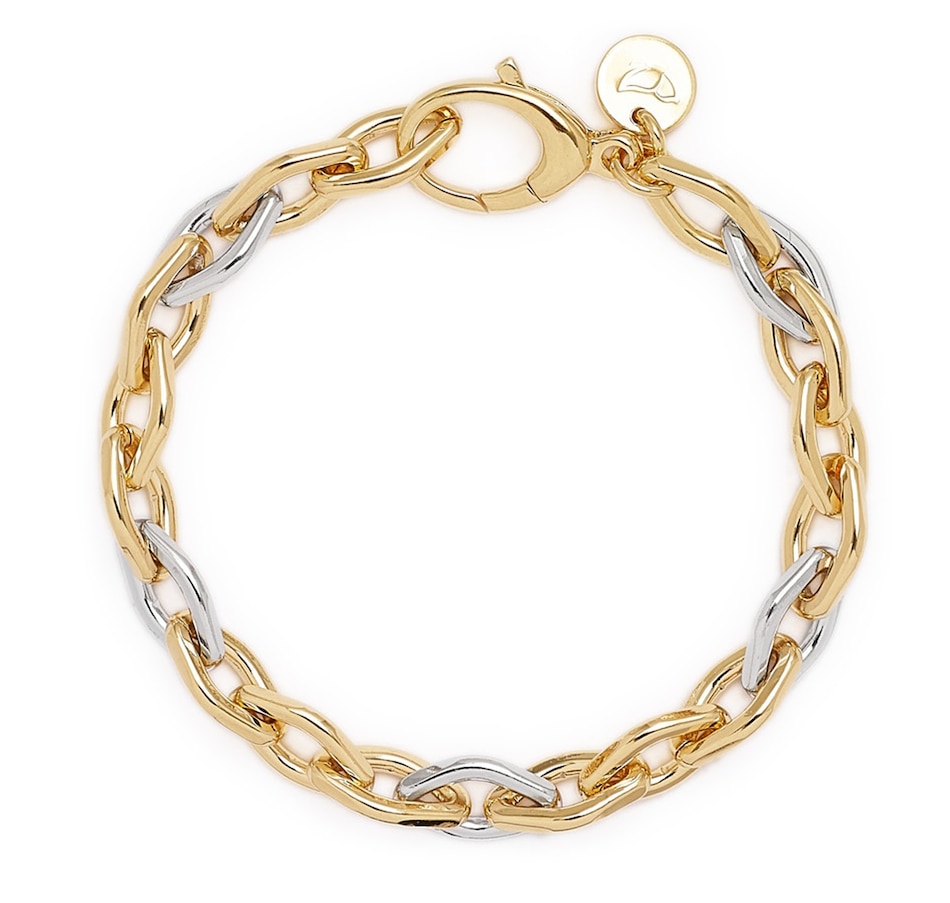 Bronzoro Yellow Gold Plate Two-Tone Rolo Bracelet - TSC.ca
