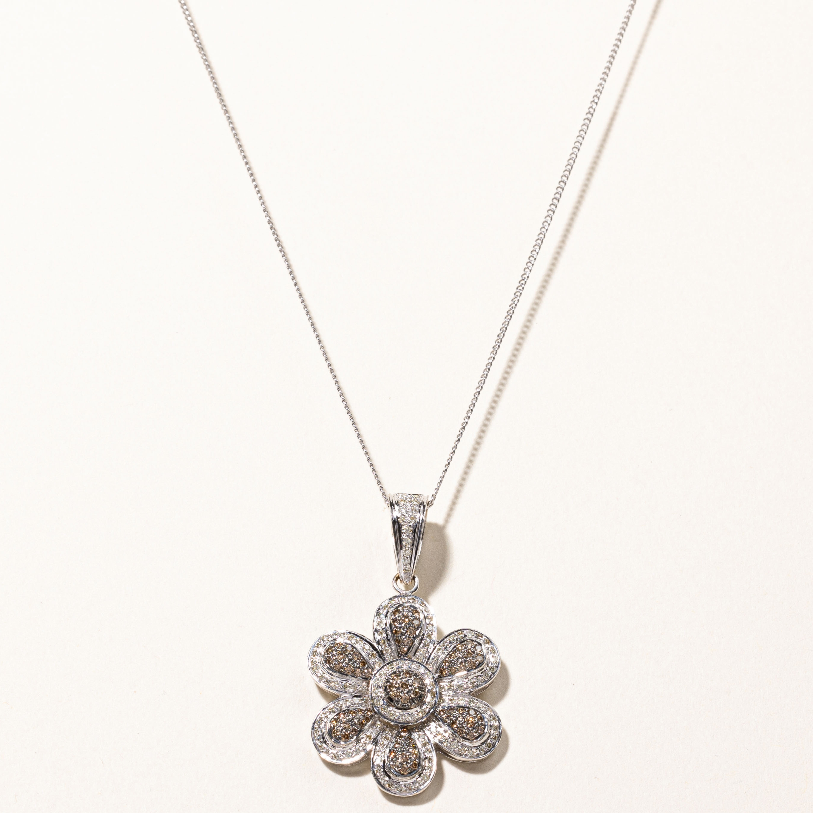 Estate Originals 18K White Gold Daisy Design Pendant with Fancy ...