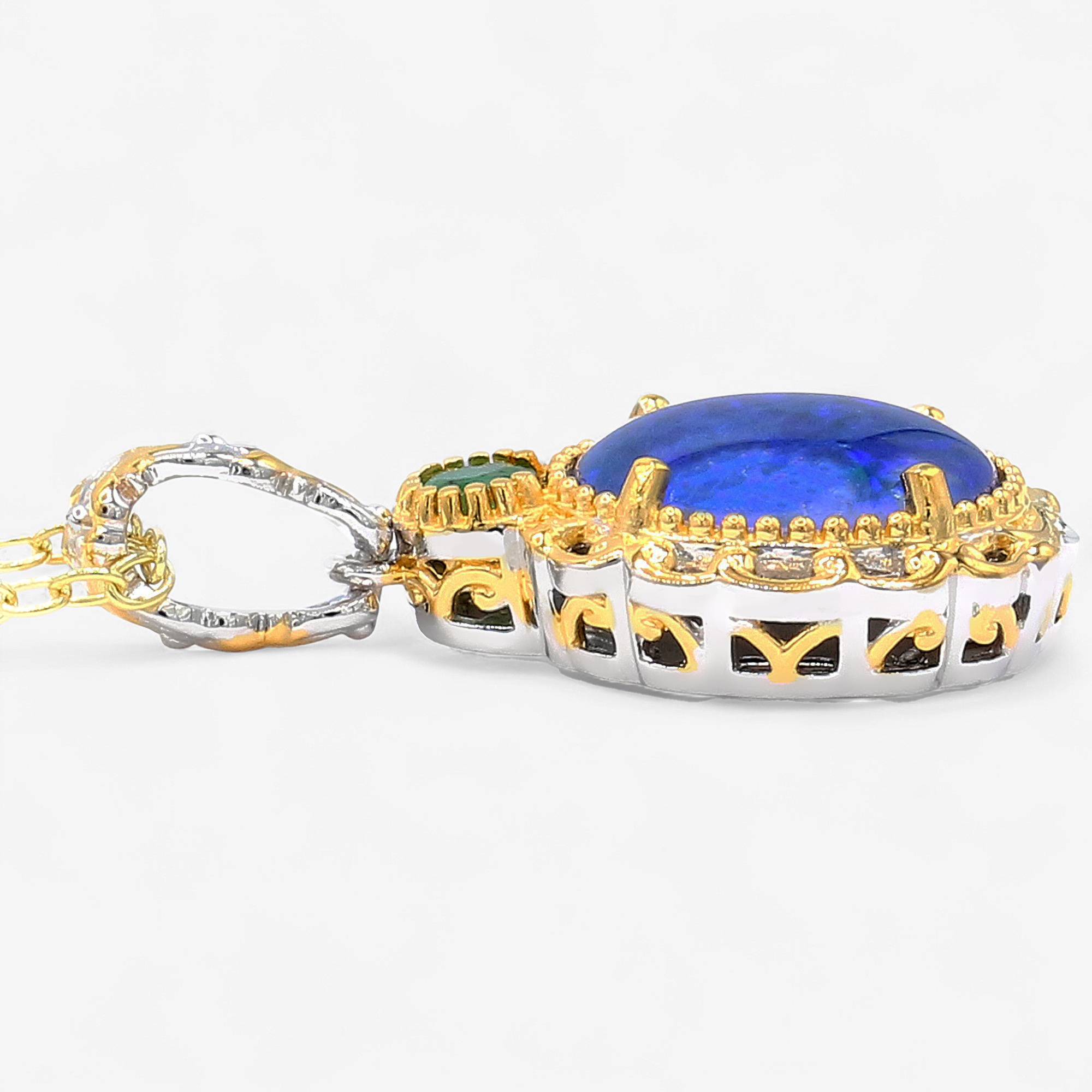 Gems En Vogue Palladium Silver Australian Opal Triplet & Gems Pendant ...