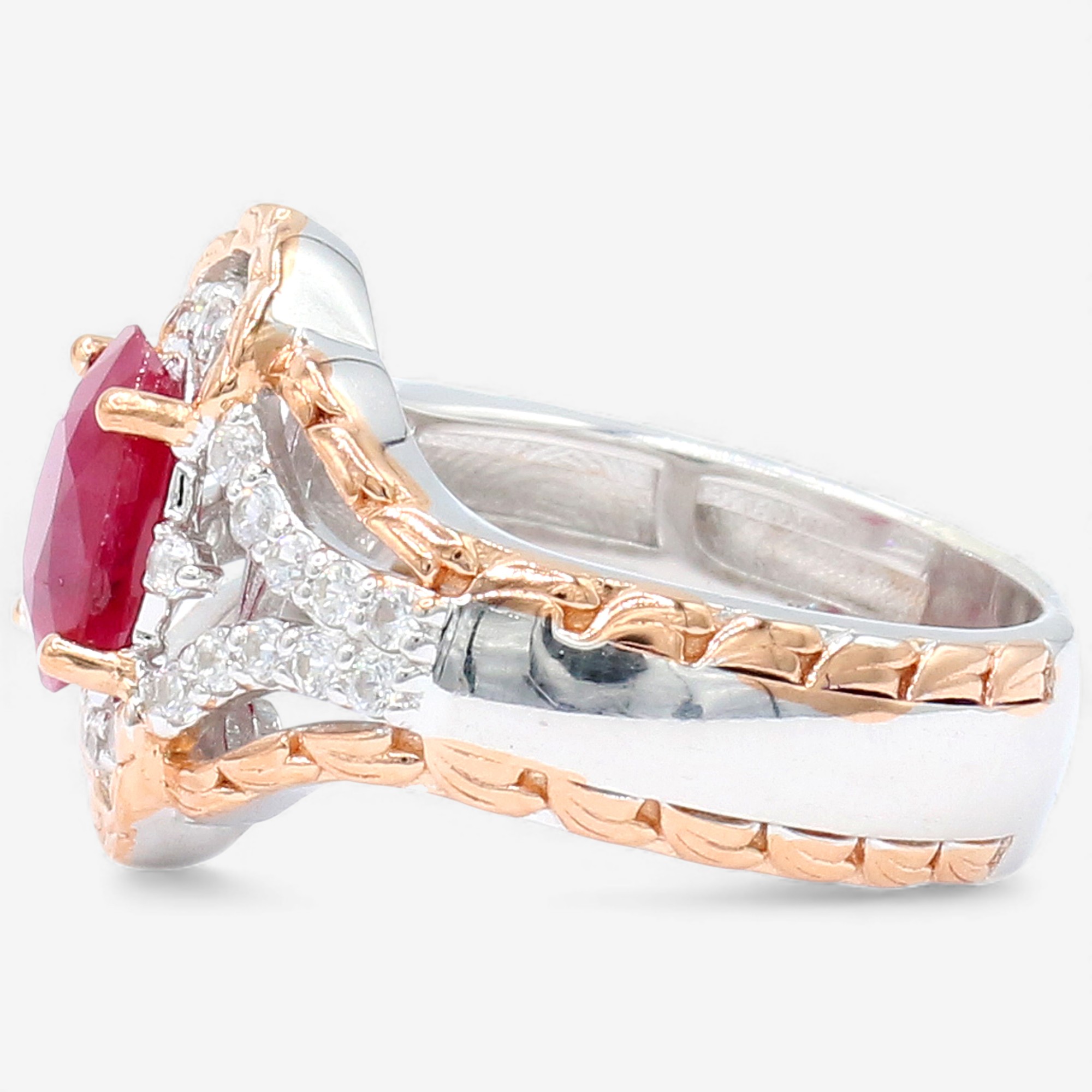 Gems En Vogue Palladium Silver Ruby & White Zircon Ring - TSC.ca