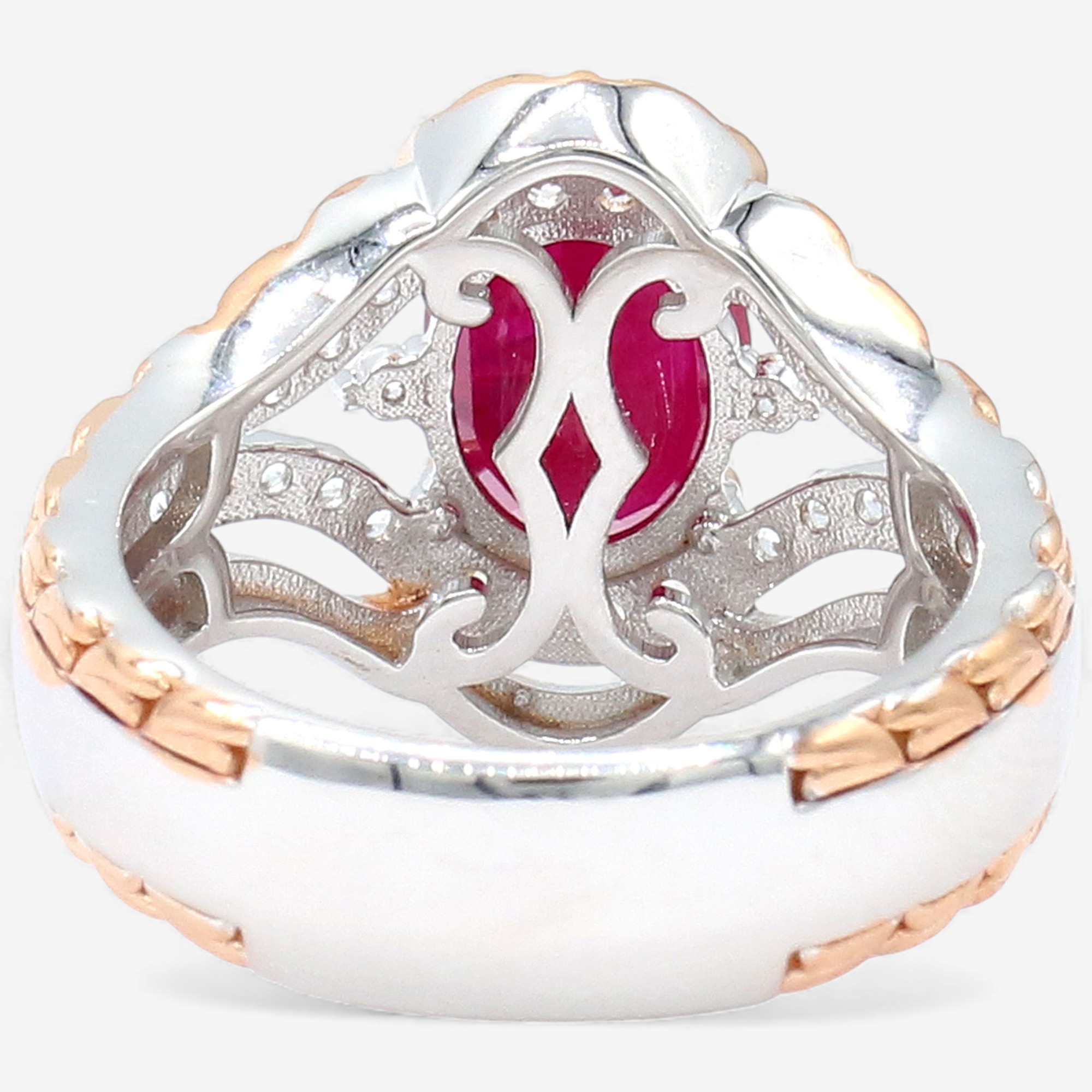 Gems En Vogue Palladium Silver Ruby & White Zircon Ring - TSC.ca