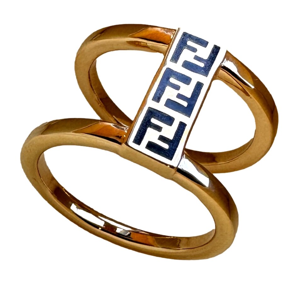 Fendi FF Oro Soft Logo Black and Gold Ring Medium - TSC.ca