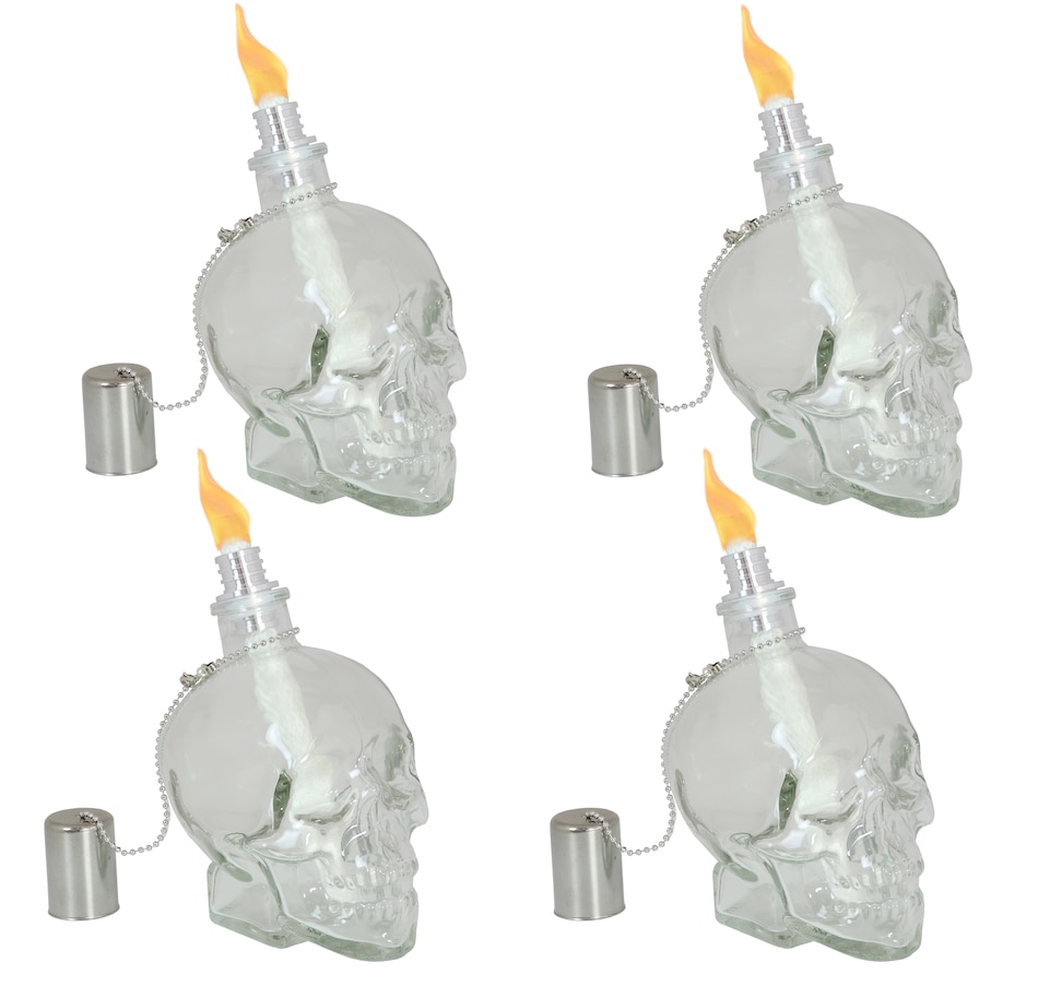 Grinning Skull Glass Tabletop Torches - TSC.ca