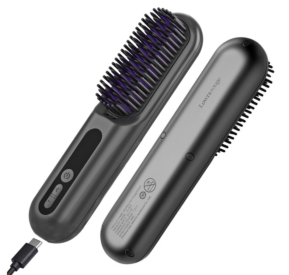 Cordless Hair Straightening Brush, Portable Plasma Hot Comb Hair ...