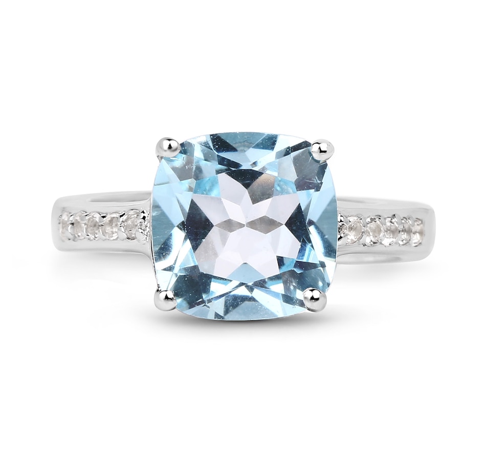 4.62 Carat Genuine Blue Topaz and White Topaz .925 Sterling Silver Ring ...