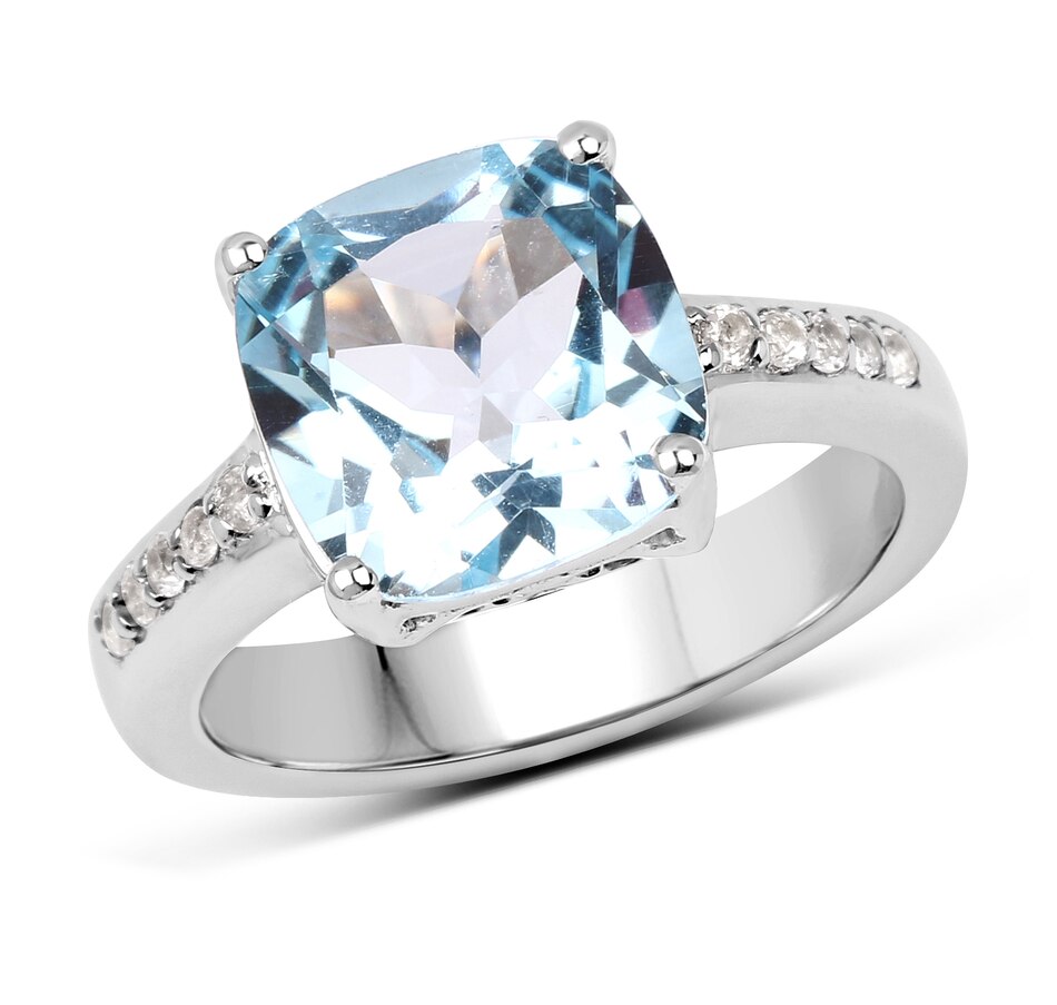 4.62 Carat Genuine Blue Topaz and White Topaz .925 Sterling Silver Ring ...