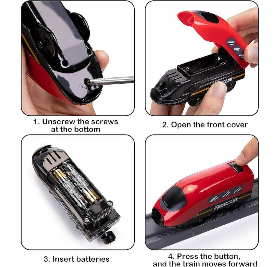 Tradeopia Fire Rescue Train Set - 92 PCs, Battery Operated Train with ...