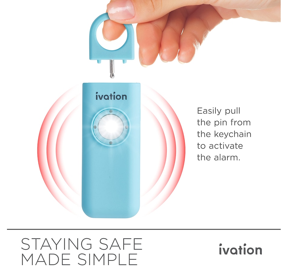 Ivation Personal SOS Keychain Alarm, Rechargeable Personal Alarm with ...