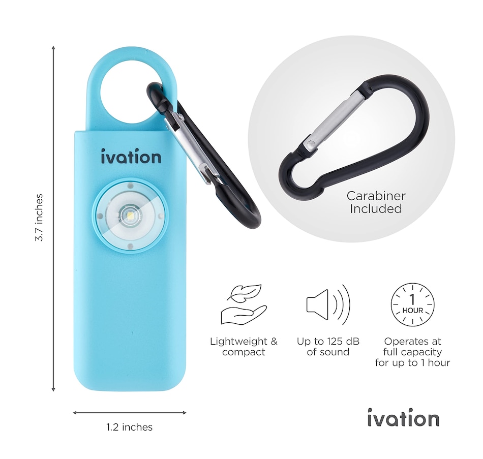 Ivation Personal SOS Keychain Alarm, Rechargeable Personal Alarm with ...