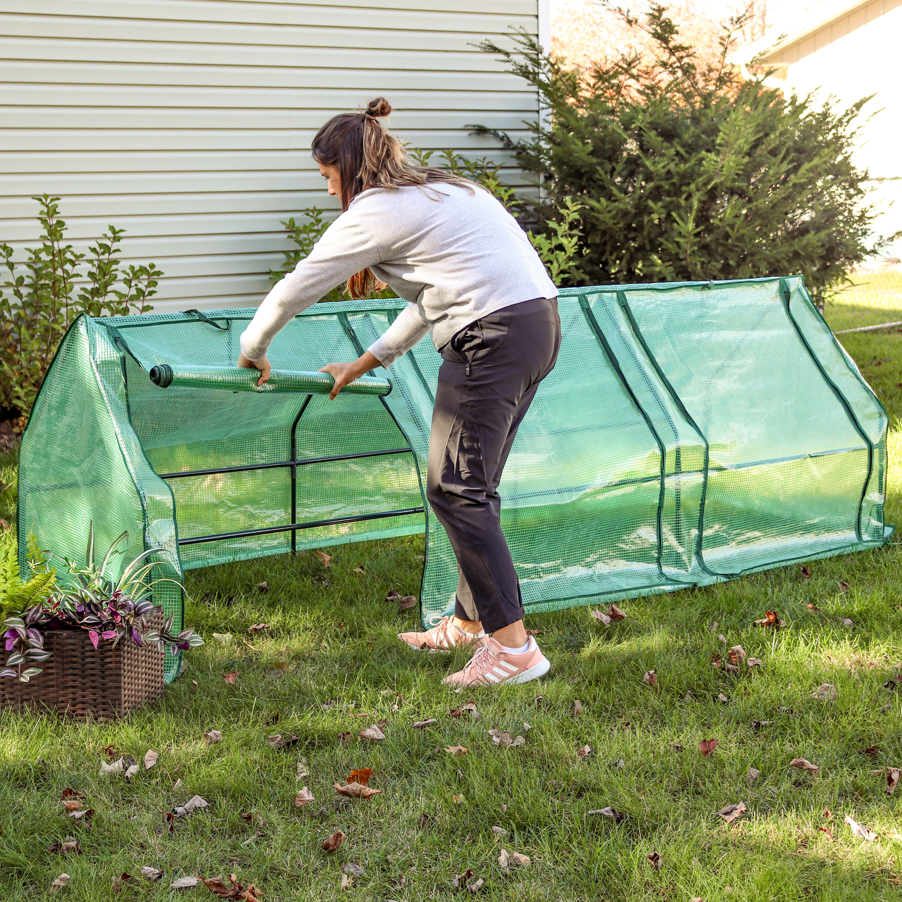 Seedling Cloche Mini Greenhouse with Zippered Doors - Green - TSC.ca