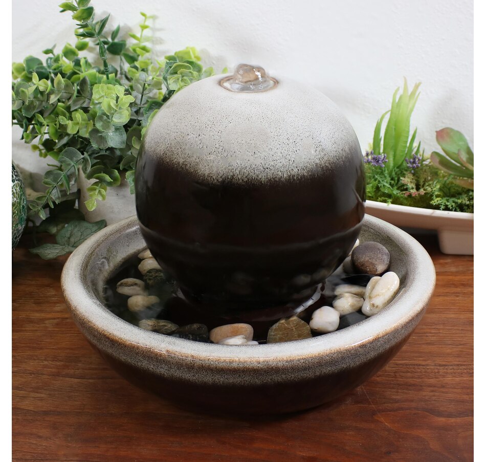 Modern Orb Ceramic Tabletop Water Fountain - 7-Inch - TSC.ca