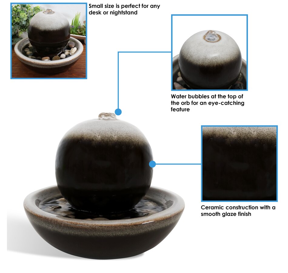 Modern Orb Ceramic Tabletop Water Fountain - 7-Inch - TSC.ca