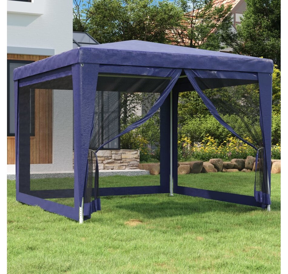 Party tent with 4 mesh side walls Blue 3x3 m HDPE - TSC.ca