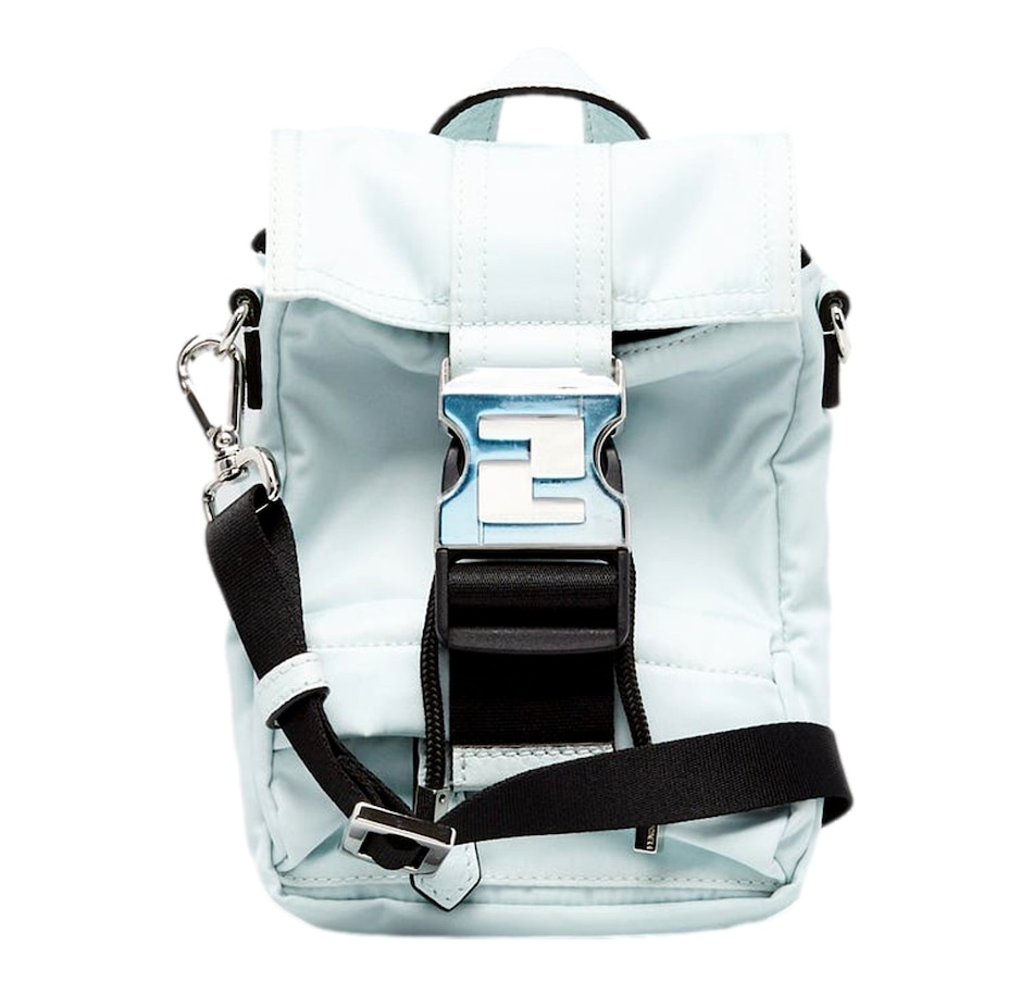 Fendi Fendiness Cyber Blue Nylon Buckle Mini Backpack Crossbody Bag ...
