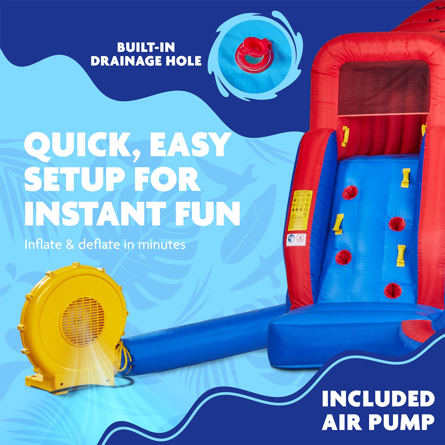 Sunny & Fun Deluxe Adventure Inflatable Water Slide Park with Climbing ...