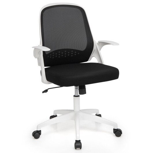 Adjustable Mesh Office Chair Rolling Computer Desk Chair with Flip up Armrest White TSC