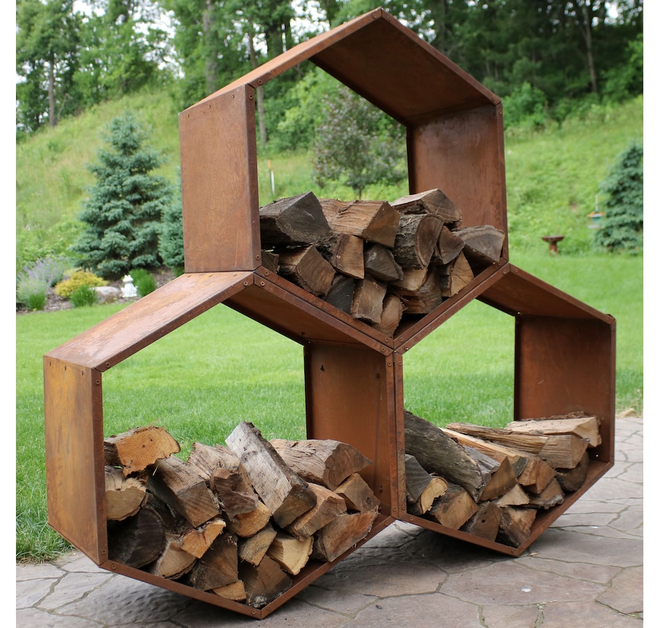 Indoor/Outdoor Hexagon Rustic Honeycomb Log Rack - TSC.ca - Online ...