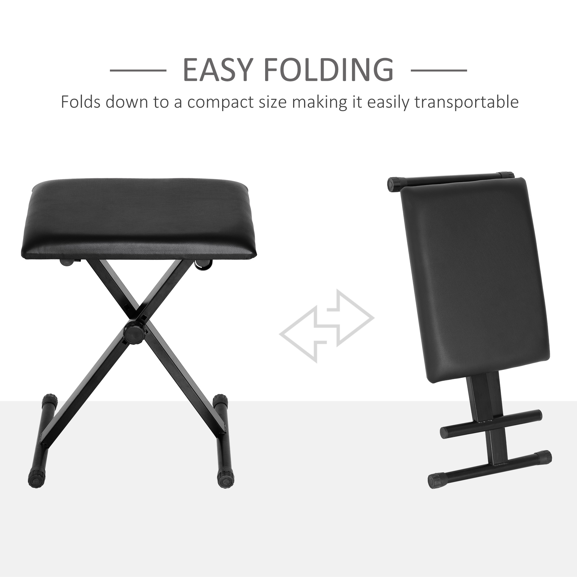 HOMCOM Adjustable Piano Bench, X-Style Folding Piano Stool - TSC.ca