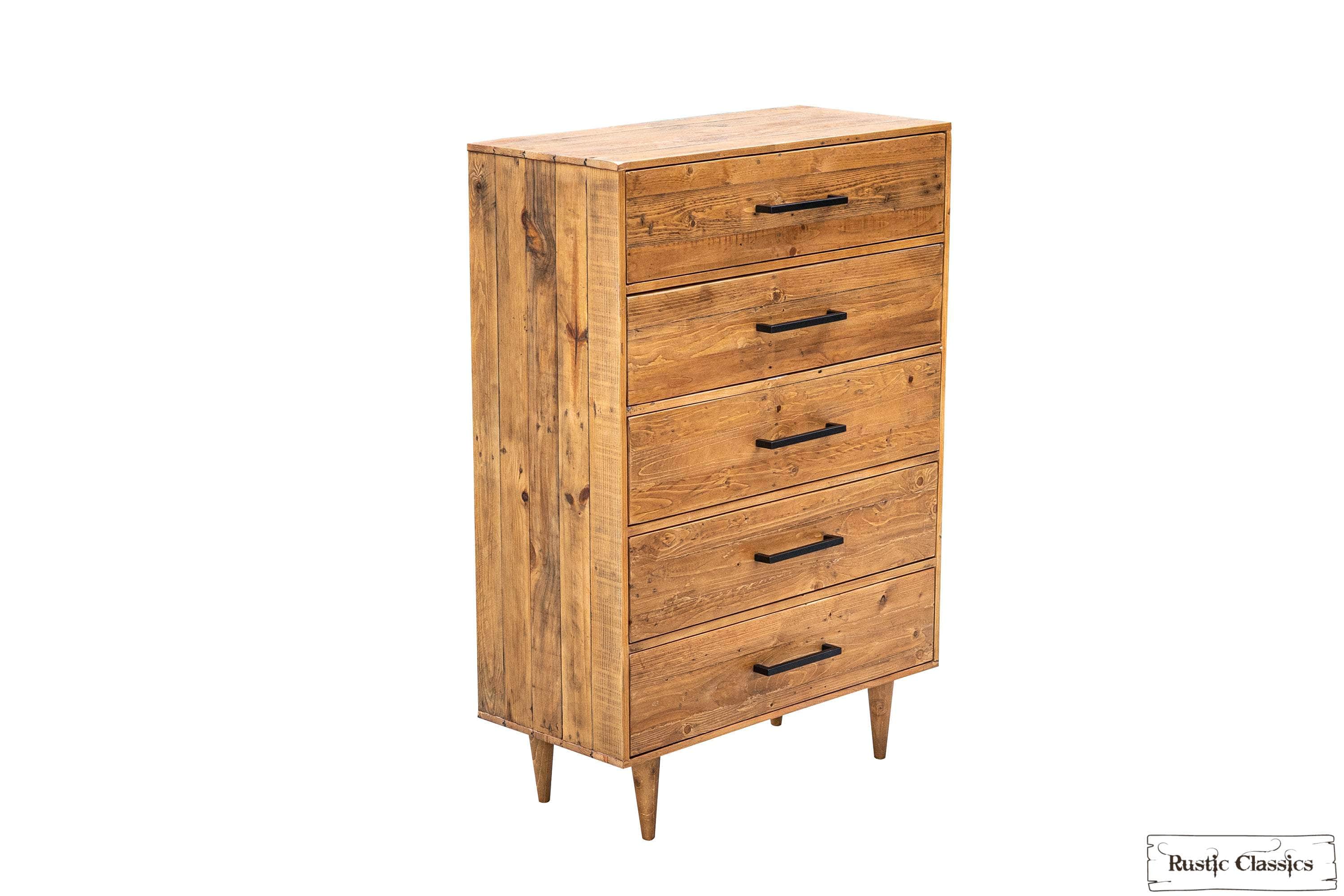 Rustic Classics Cypress Reclaimed Wood 5 Drawer Chest in Spice - TSC.ca