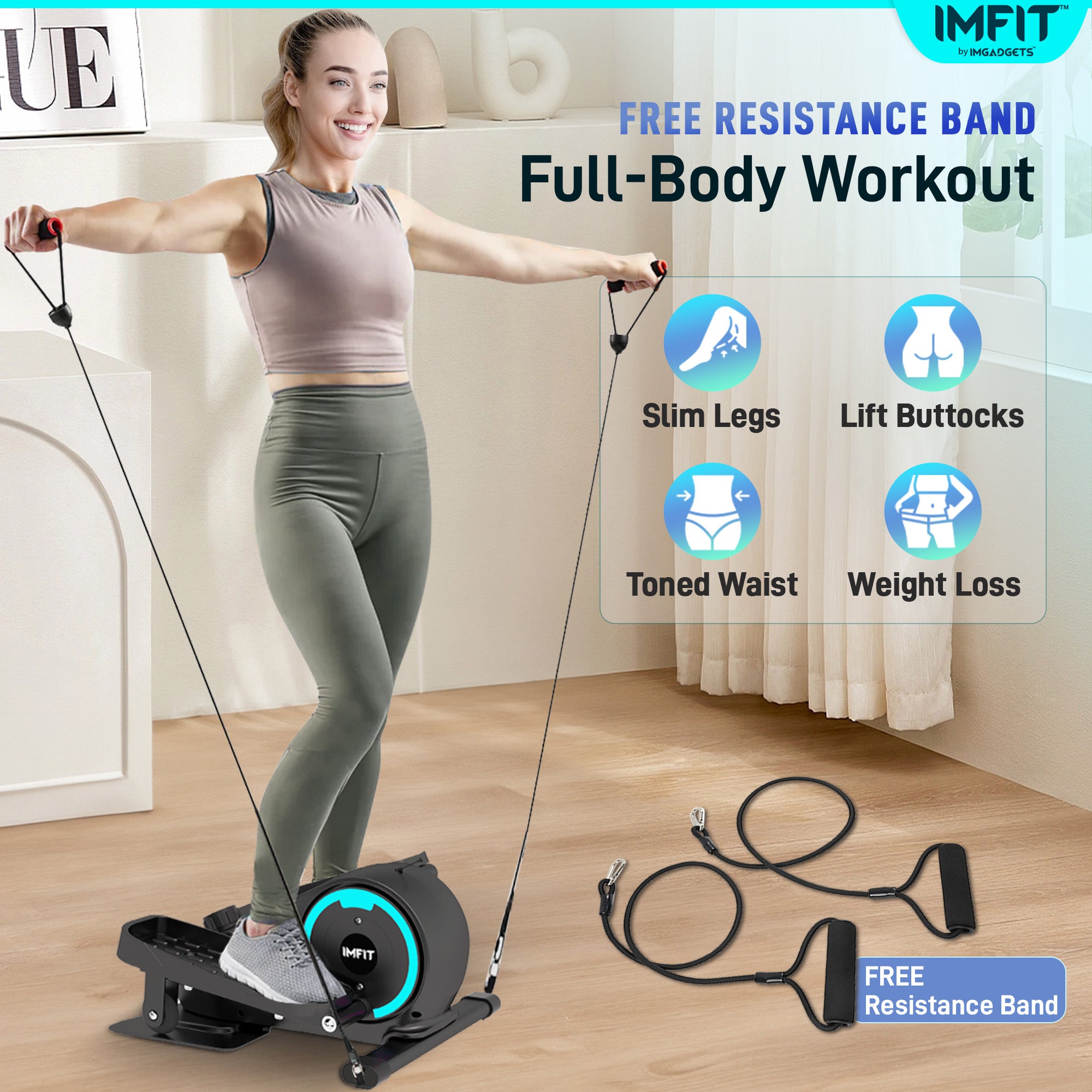 IMFIT Elliptical Trainer with free resistance band | 350 lb Weight ...