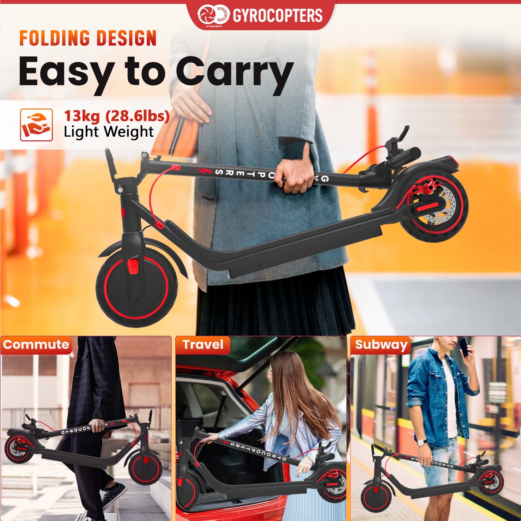 Gyrocopters Flash 6.0 Electric Scooter (2026 Model) for Adult & Teens ...