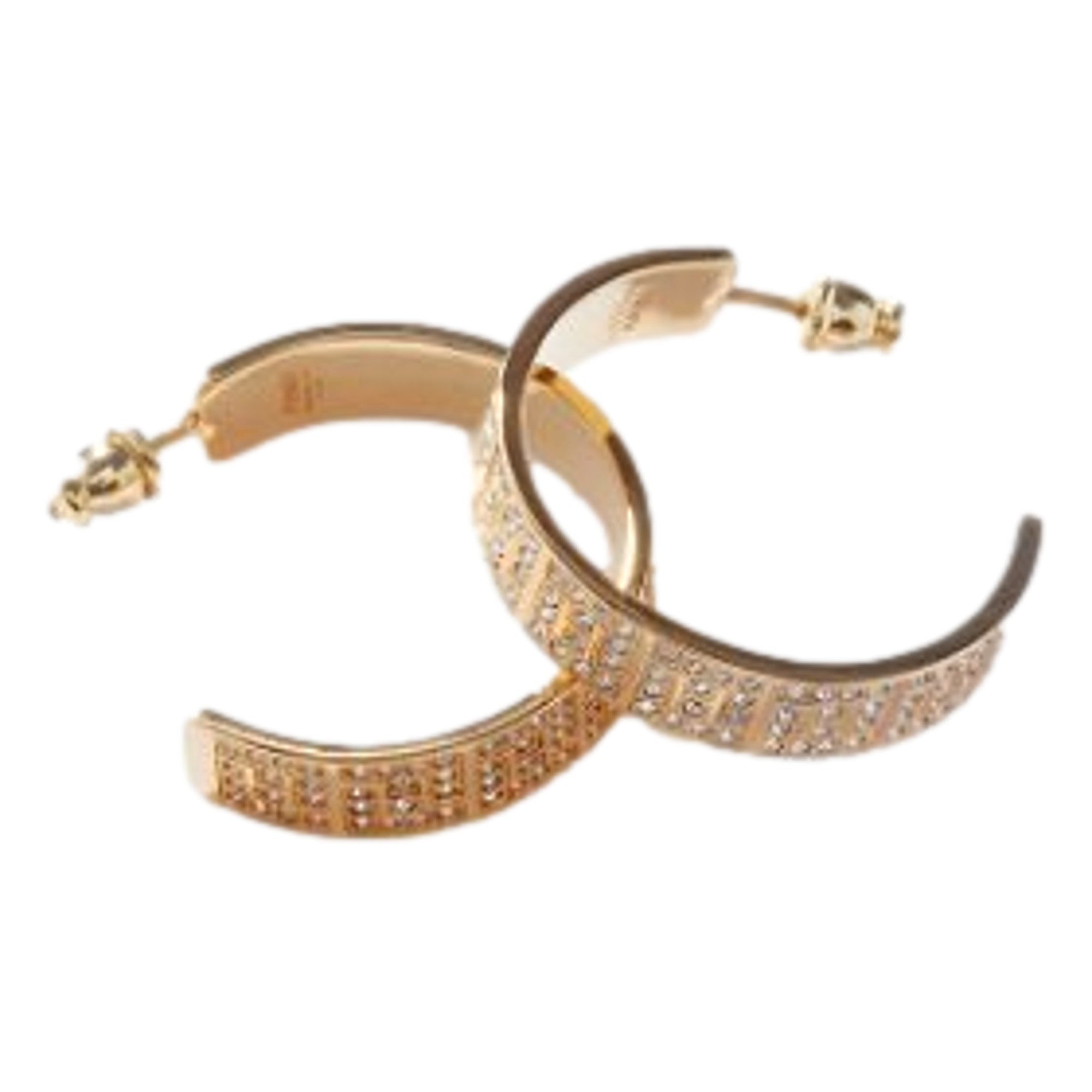 Fendi FF Crystal Embellished Gold Hoop Earrings - TSC.ca