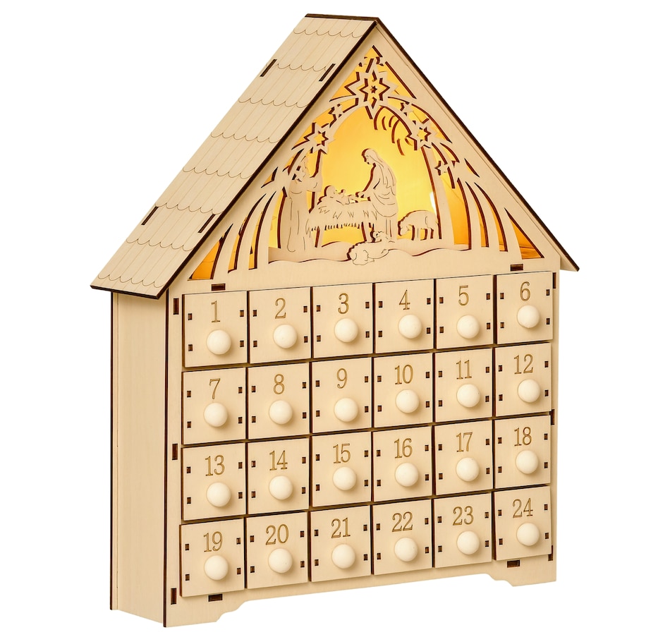 HOMCOM Christmas Advent Calendar with Countdown Drawers Bible ...